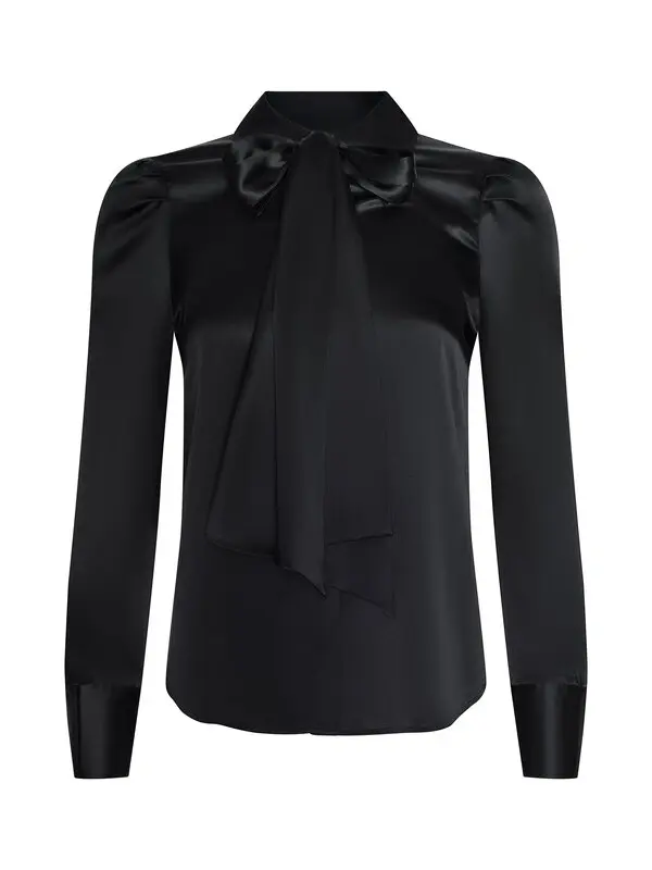 L'Agence Honey Silk Blouse Top - Black
