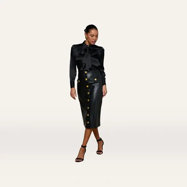L'Agence Honey Silk Blouse Top - Black