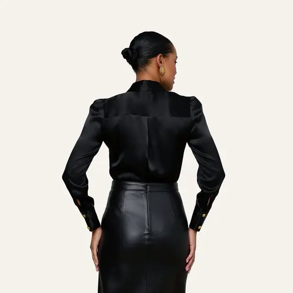 L'Agence Honey Silk Blouse Top - Black