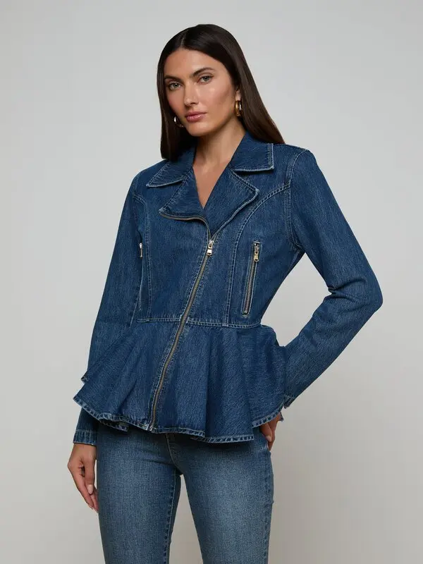 L'Agence Moxie Peplum Biker Jacket