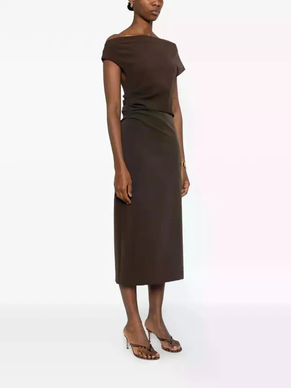 P.a.r.o.s.h Off-shoulder Ruched Midi Dress