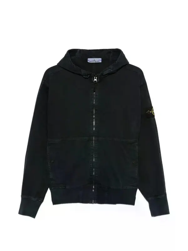 Stone Island Hooded Zip Sweatshirt - Black