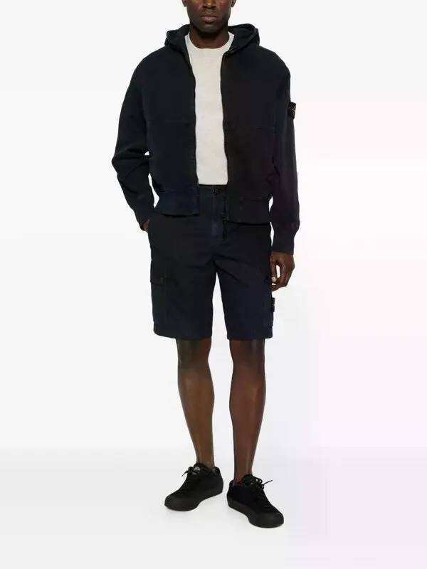 Stone Island Hooded Zip Sweatshirt - Black