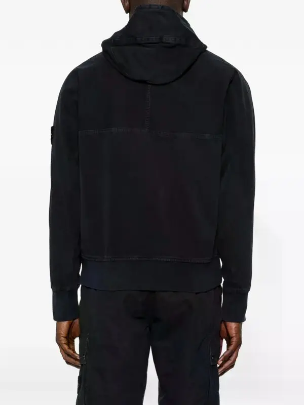 Stone Island Hooded Zip Sweatshirt - Black