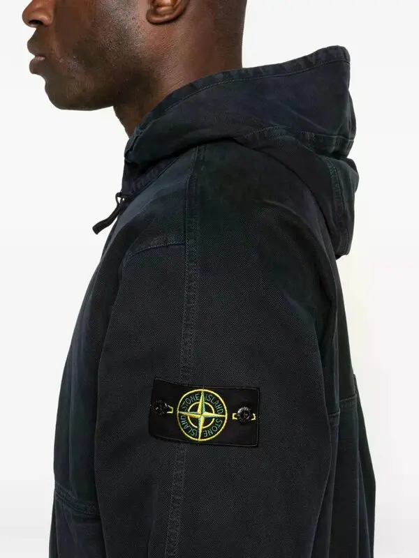 Stone Island Hooded Zip Sweatshirt - Black