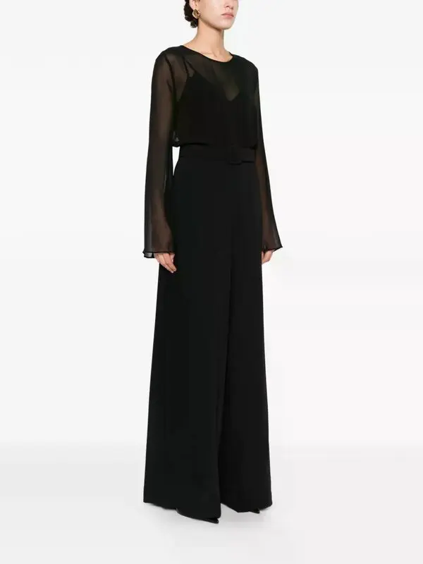 P.a.r.o.s.h Belted Sheer Jumpsuit - Black