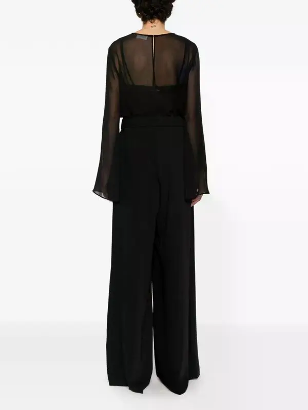 P.a.r.o.s.h Belted Sheer Jumpsuit - Black