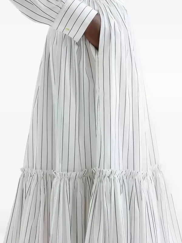 JIL SANDER Striped Gathered Midi Skirt