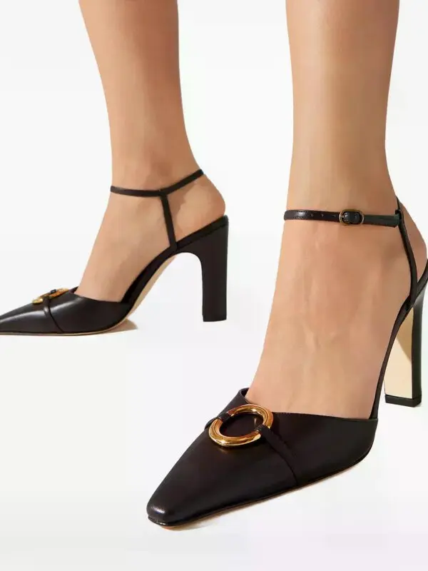 Manolo Blahnik Querelle Pointed-toe Ankle-strap Pumps - Brown