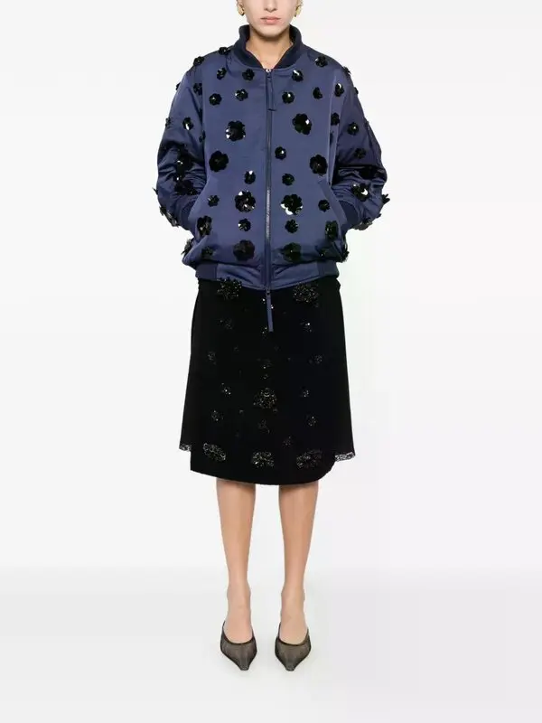 P.a.r.o.s.h Floral Embroidered Bomber Jacket - Blue