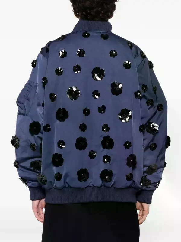 P.a.r.o.s.h Floral Embroidered Bomber Jacket - Blue