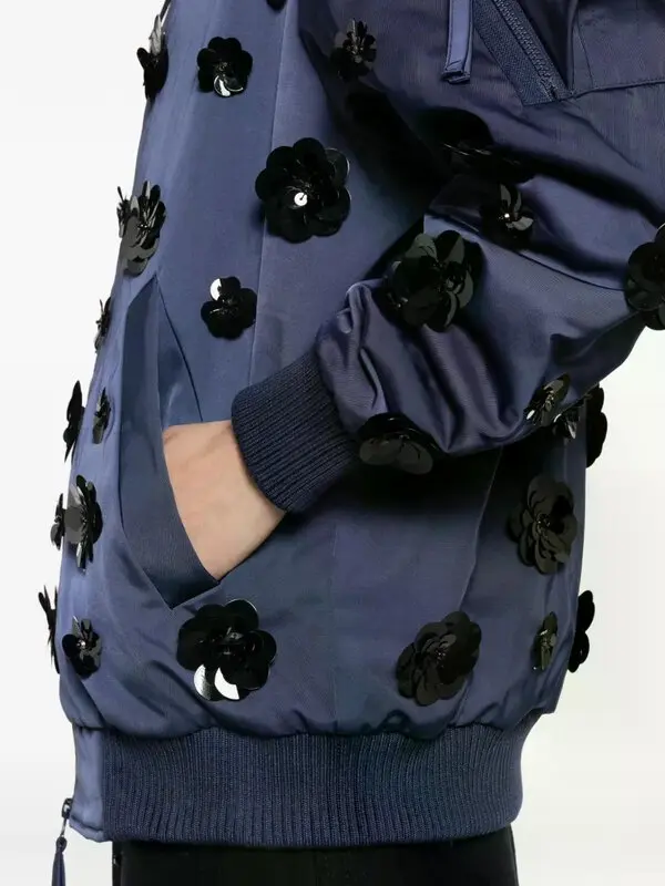 P.a.r.o.s.h Floral Embroidered Bomber Jacket - Blue