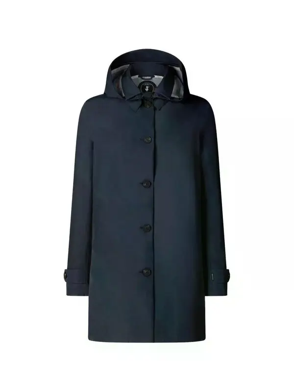 SAVE THE DUCK Buttoned Hooded Coat - Blue
