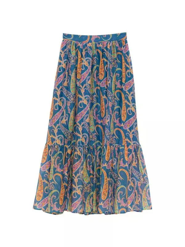 Etro Paisley Print Tiered Maxi Skirt