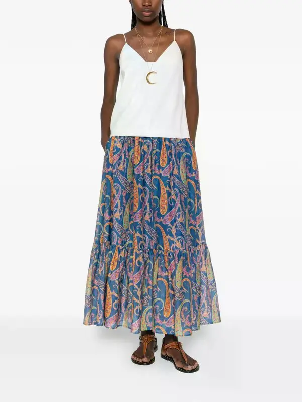 Etro Paisley Print Tiered Maxi Skirt