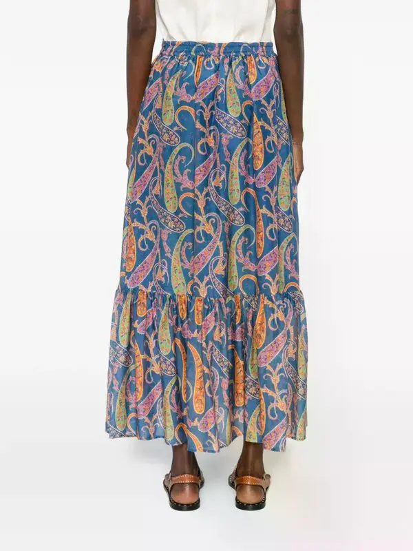 Etro Paisley Print Tiered Maxi Skirt