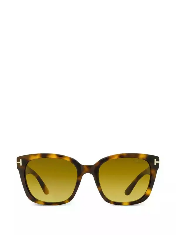 TOM FORD Rectangle Stepped Bridge Sunglasses - Brown