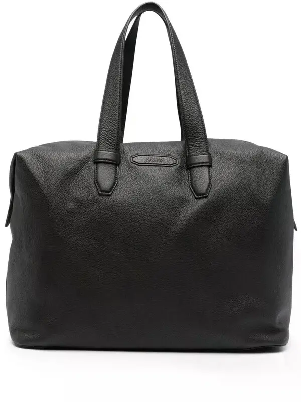Brioni Logo-patch Leather Luggage - Black