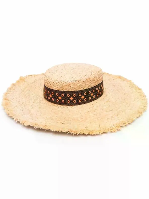 Borsalino Printed-band Straw Hat - Neutrals