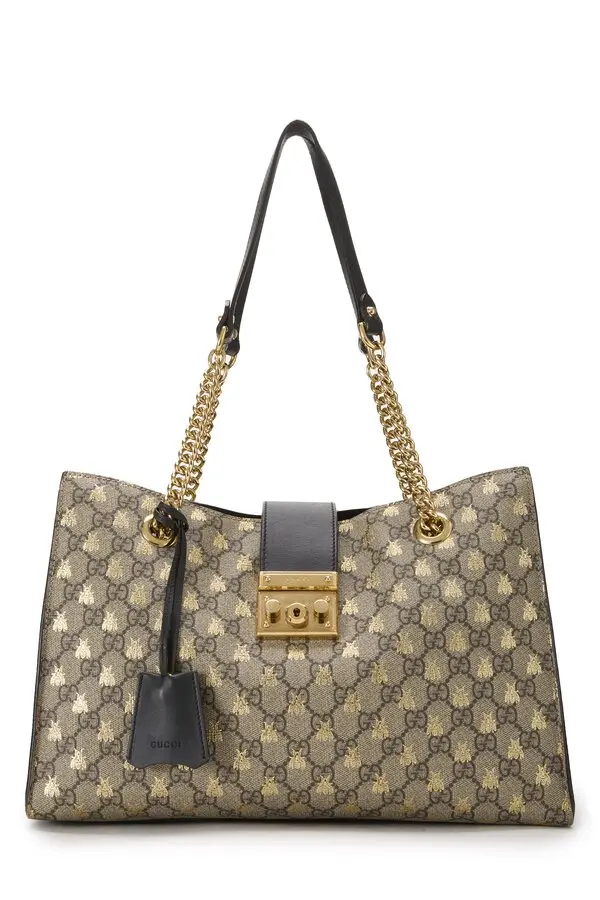 Gucci Original Gg Supreme Bee Padlock Shoulder Bag - Black