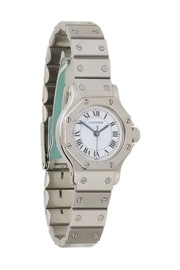CARTIER Stainless Steel Santos Wrist Watch - White