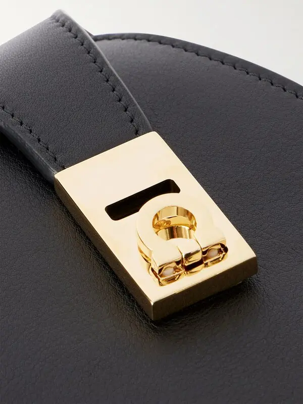 FERRAGAMO Hug Embellished Textured-leather Shoulder Bag