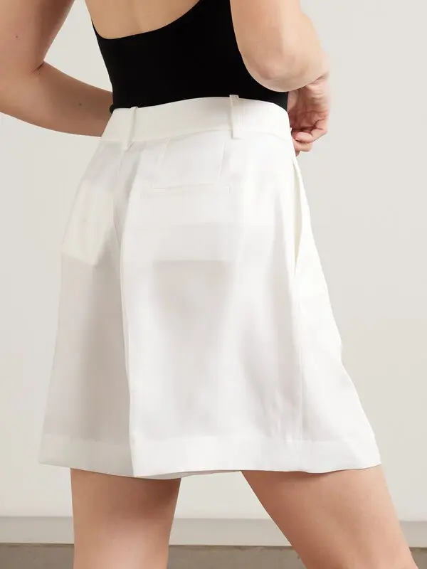 LISA YANG Pleated Silk-twill Shorts