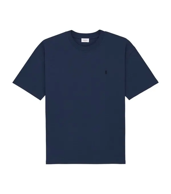 Saint Laurent Cotton-blend Cassandre T-shirt - Blue