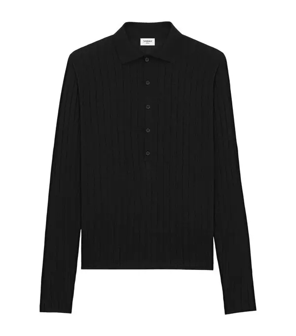 Saint Laurent Wool Long-sleeve Polo Shirt