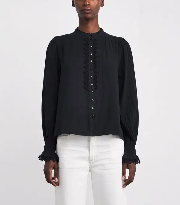 ME+EM Cotton Embroidered Button-down Blouse