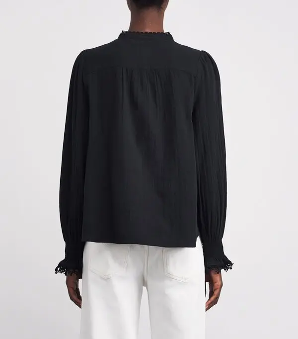 ME+EM Cotton Embroidered Button-down Blouse