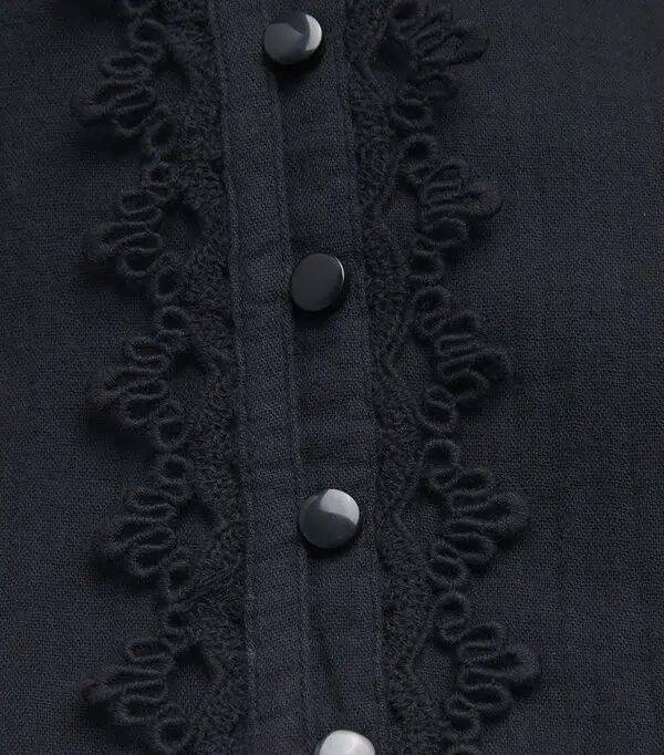 ME+EM Cotton Embroidered Button-down Blouse