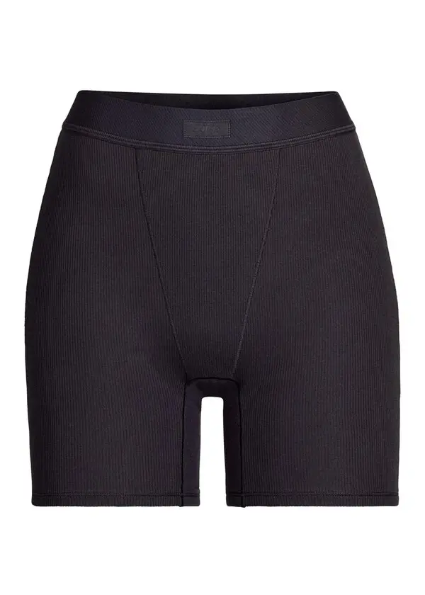 SKIMS Cotton-rib Boxer Shorts - Black