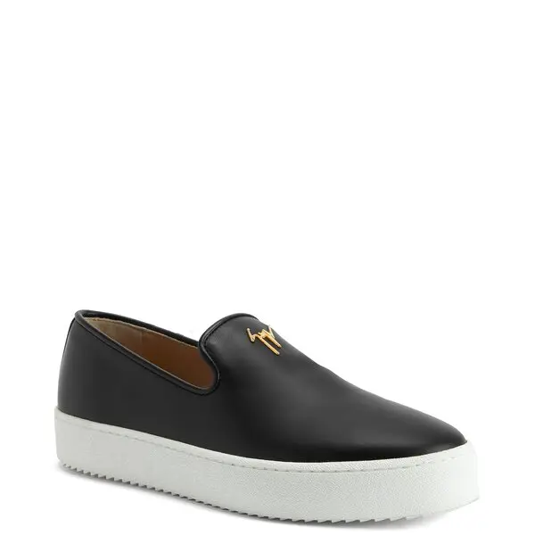 GIUSEPPE ZANOTTI Leather Slip-on With Metal Signature