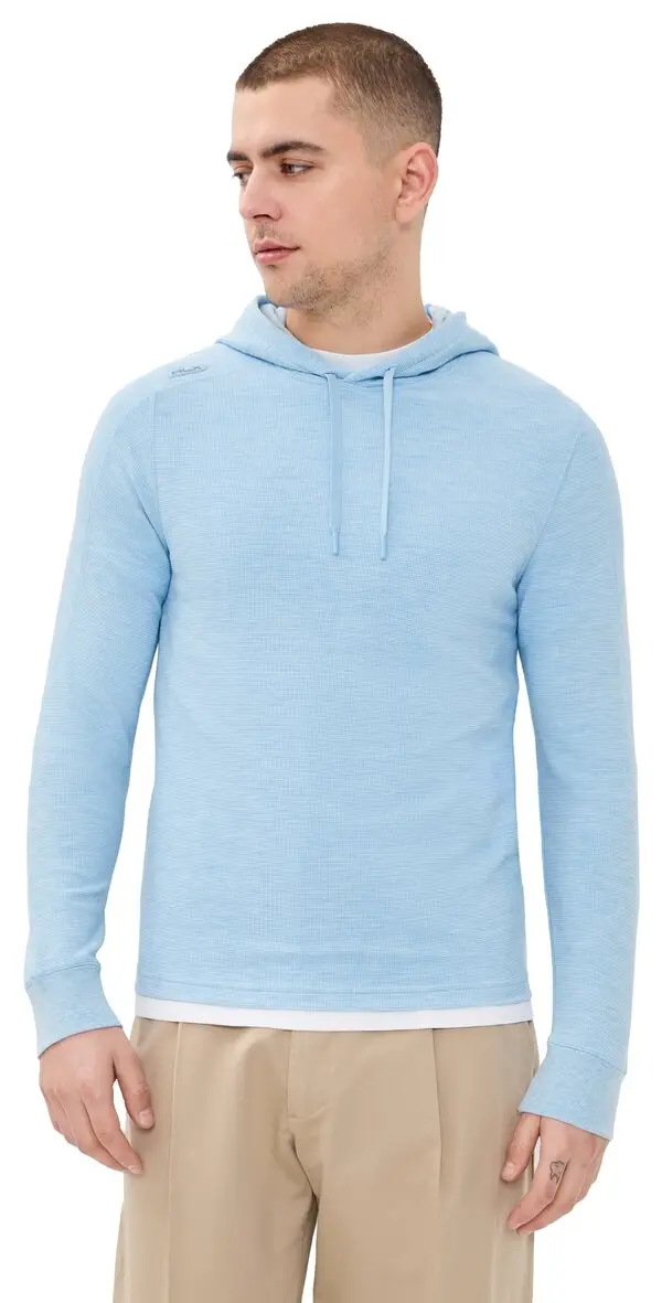 Rlx Ralph Lauren Tech Waffle Knit Hoodie - Office Blue Heather