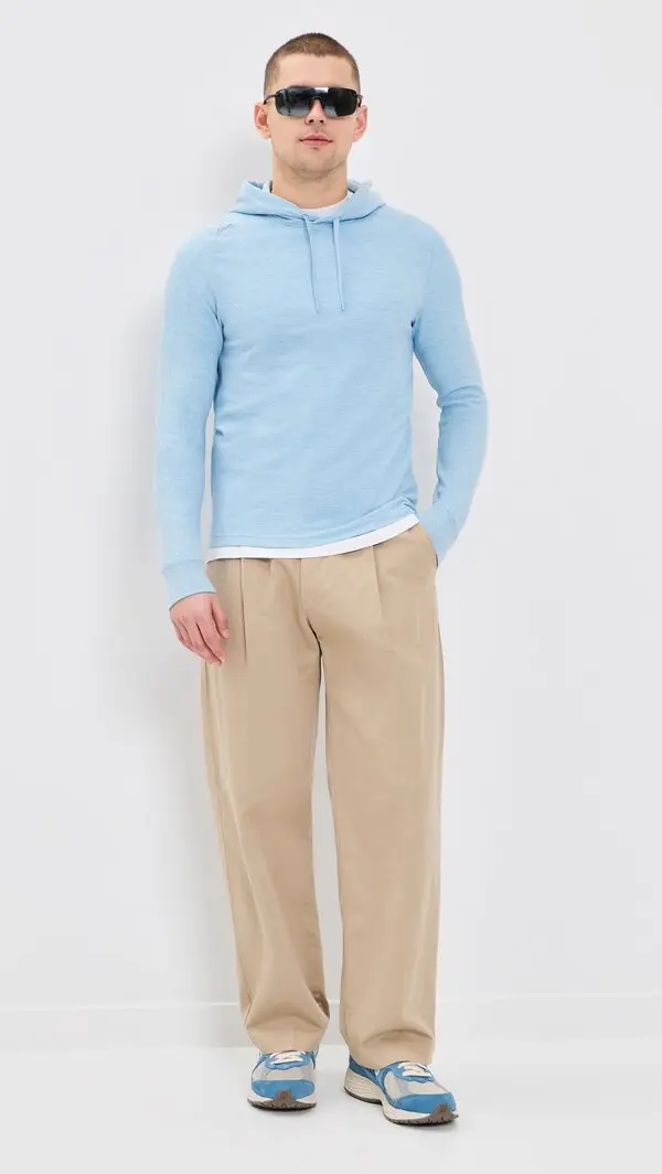 Rlx Ralph Lauren Tech Waffle Knit Hoodie - Office Blue Heather
