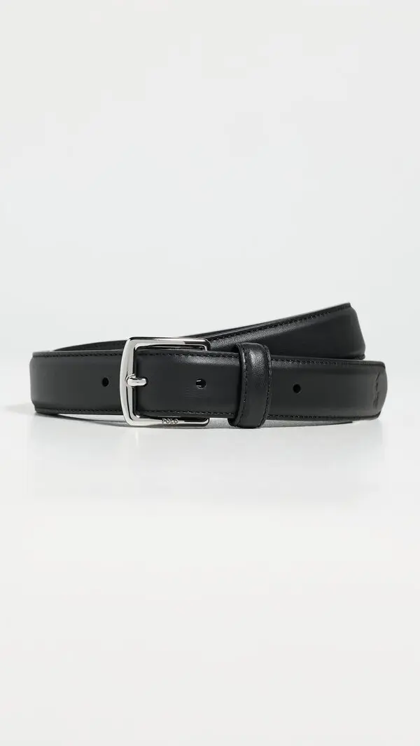 Polo Ralph Lauren Full-grain Etched Leather Dress Belt - Black