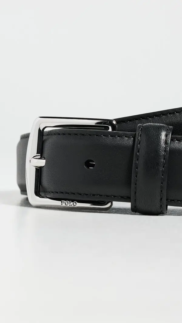 Polo Ralph Lauren Full-grain Etched Leather Dress Belt - Black