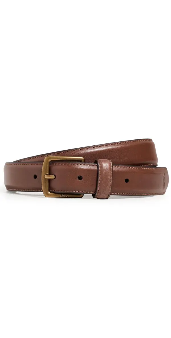Polo Ralph Lauren Full-grain Etched Leather Dress Belt - Brown