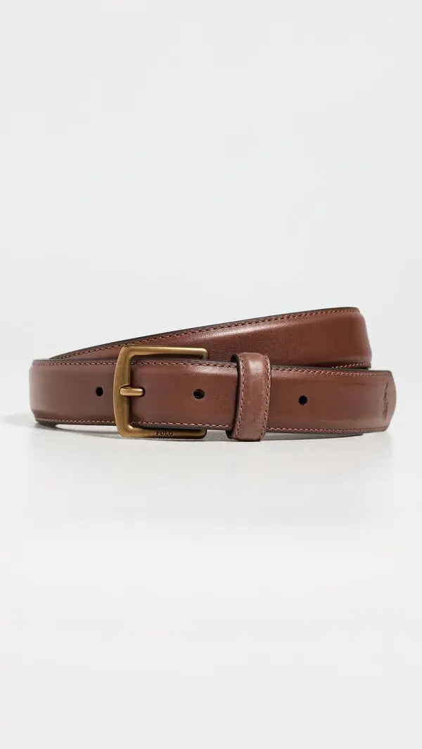 Polo Ralph Lauren Full-Grain Etched Leather Dress Belt - Brown |  Editorialist