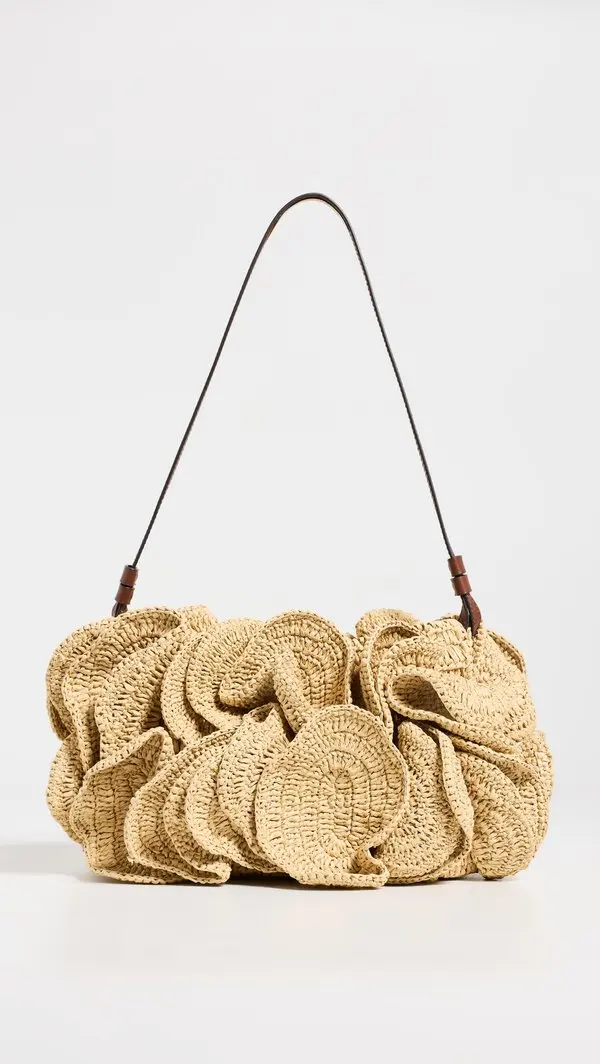 Farm Rio Flower Raffia Shoulder Bag