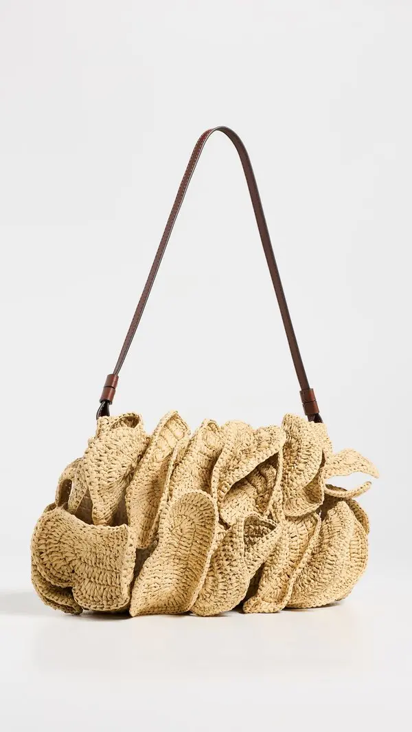 Farm Rio Flower Raffia Shoulder Bag