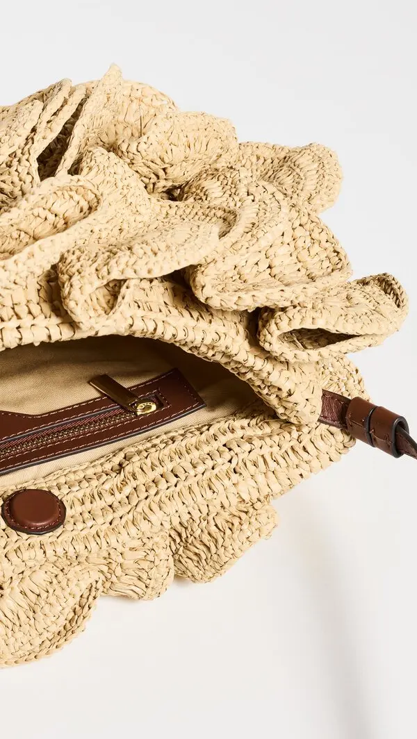 Farm Rio Flower Raffia Shoulder Bag