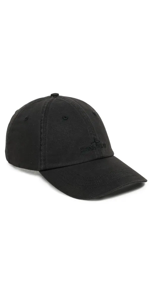 Stone Island Brushed Cotton Baseball Cap - Black
