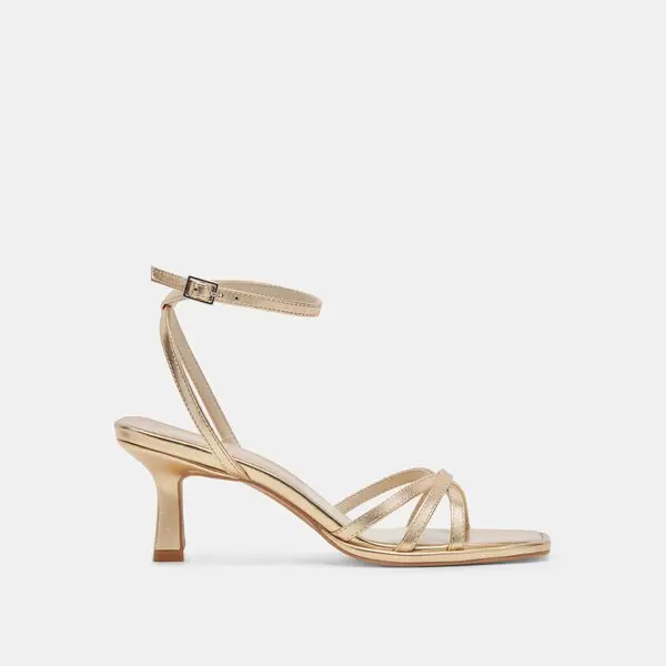 DOLCEVITA Manji Wide Heels - Light Gold Metallic Leather