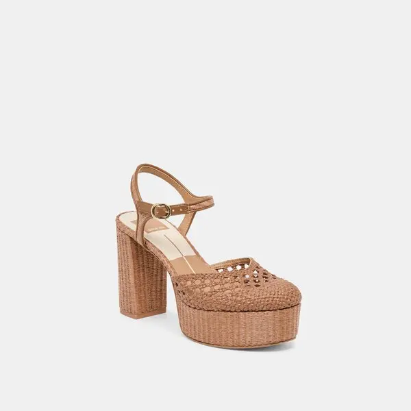 DOLCEVITA Platform Raffia Block Heel Sandals