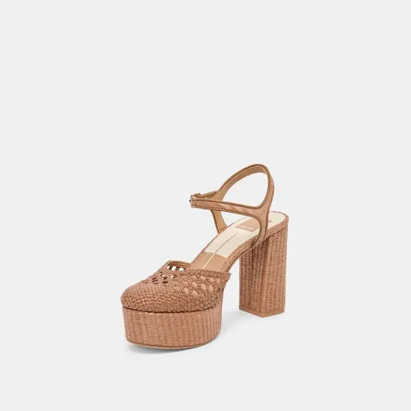 DOLCEVITA Platform Raffia Block Heel Sandals