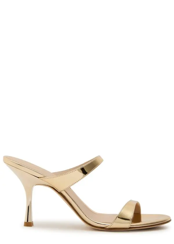 STUART WEITZMAN Nudist 85 Metallic Leather Mules