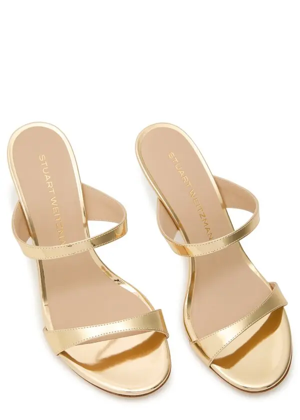 STUART WEITZMAN Nudist 85 Metallic Leather Mules