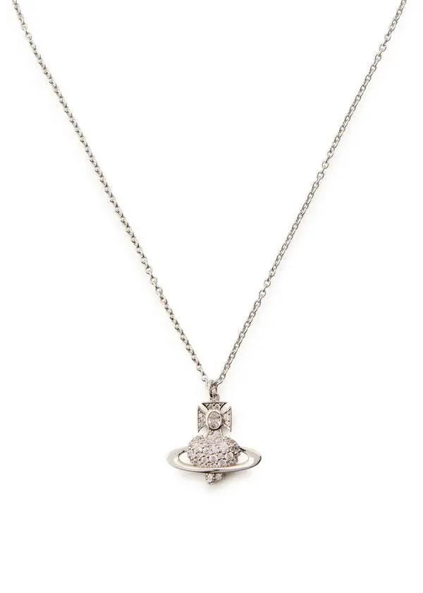 VIVIENNE WESTWOOD Agantha Bas Relief Pave Necklace - Silver